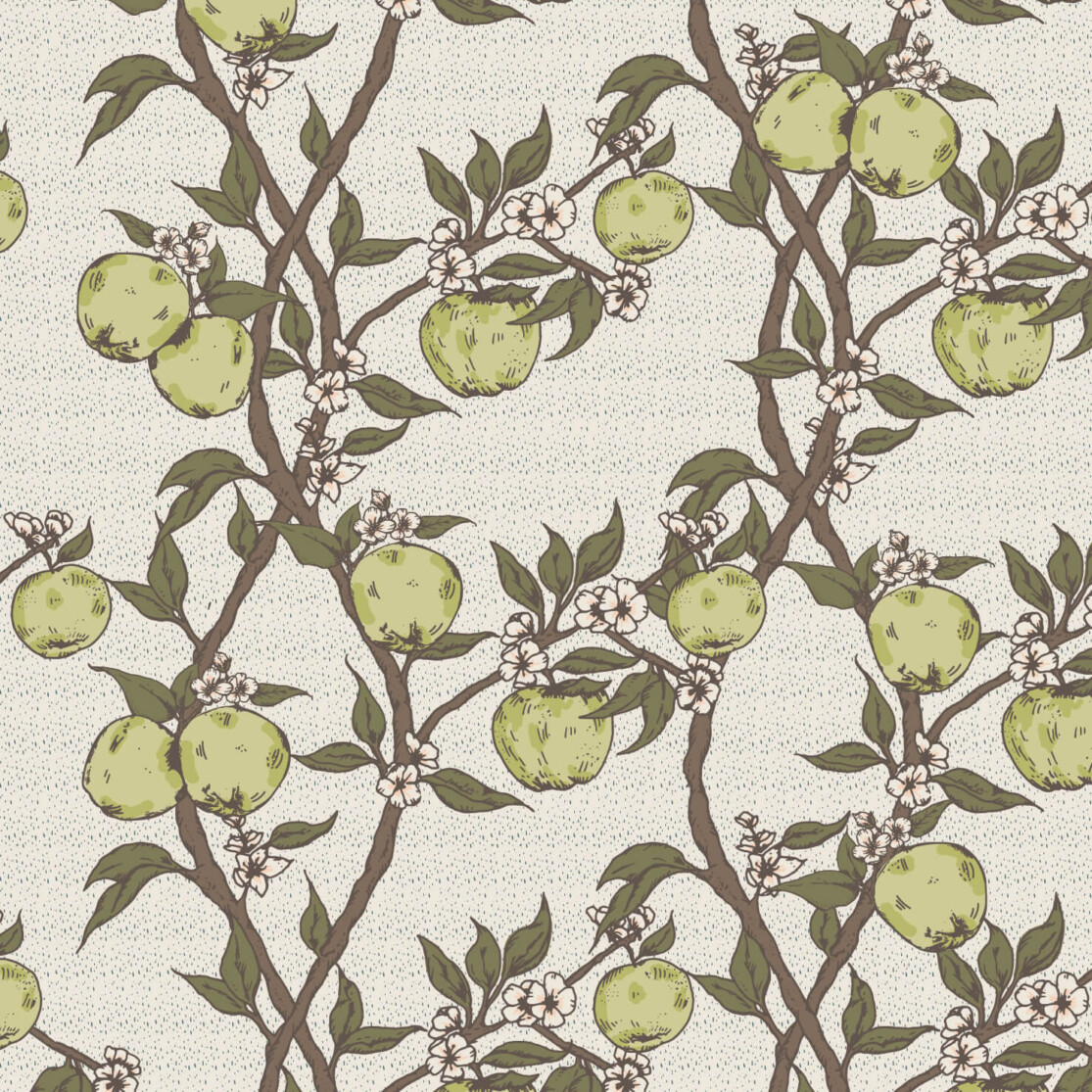Secret Walled Garden Pattern Rhubarb Apple and Rose | Ellie & Liv